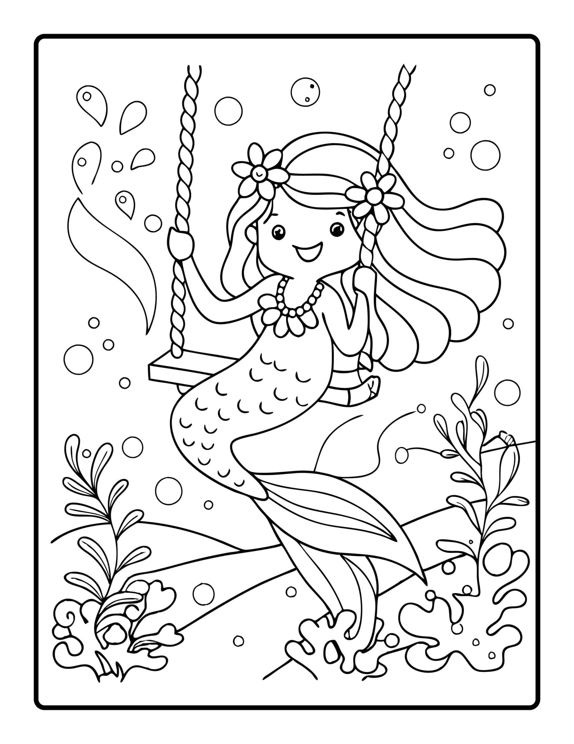 100 Mermaid Coloring Pages - Free Printable PDF