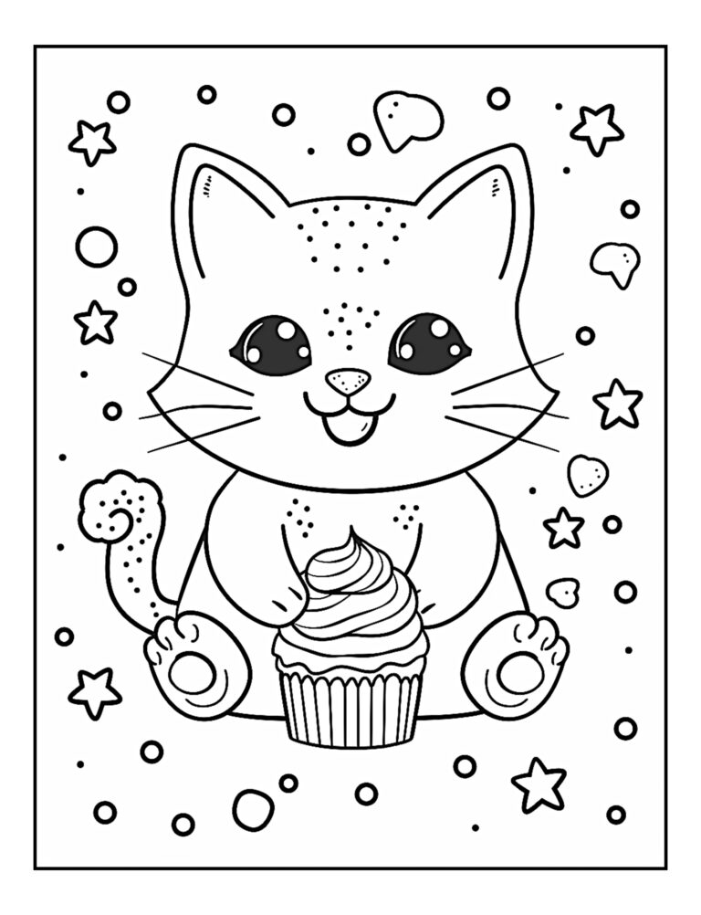 200+ Cute Kawaii Cat Coloring Pages - Free Printable Designs