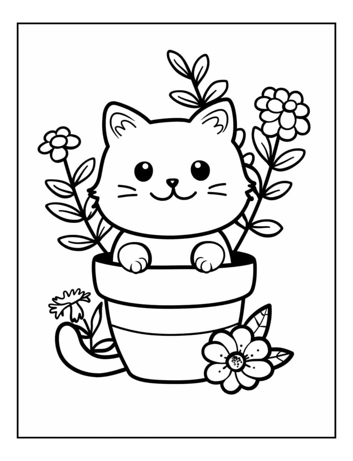 200+ Cute Kawaii Cat Coloring Pages - Free Printable Designs