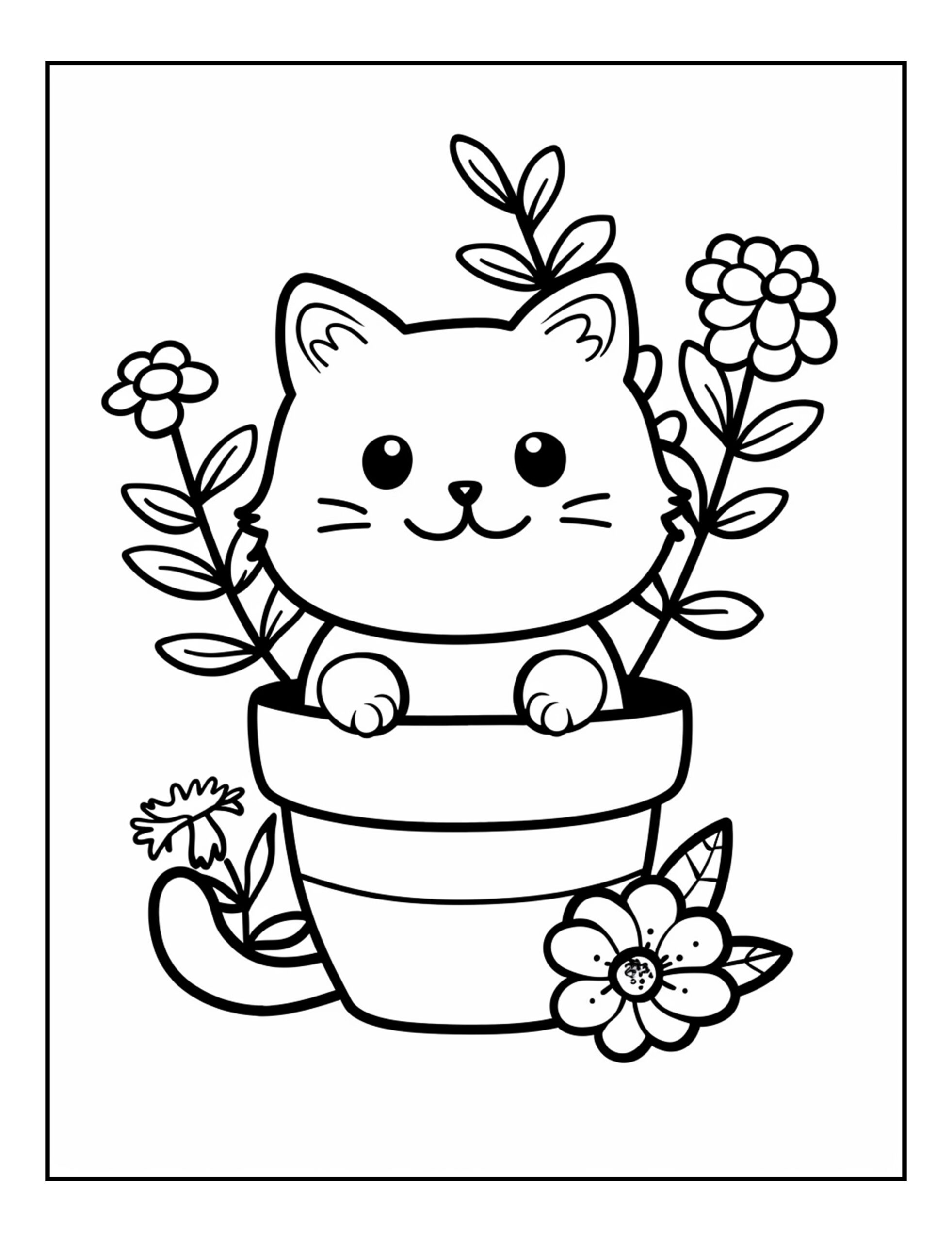200+ Cute Kawaii Cat Coloring Pages - Free Printable Designs