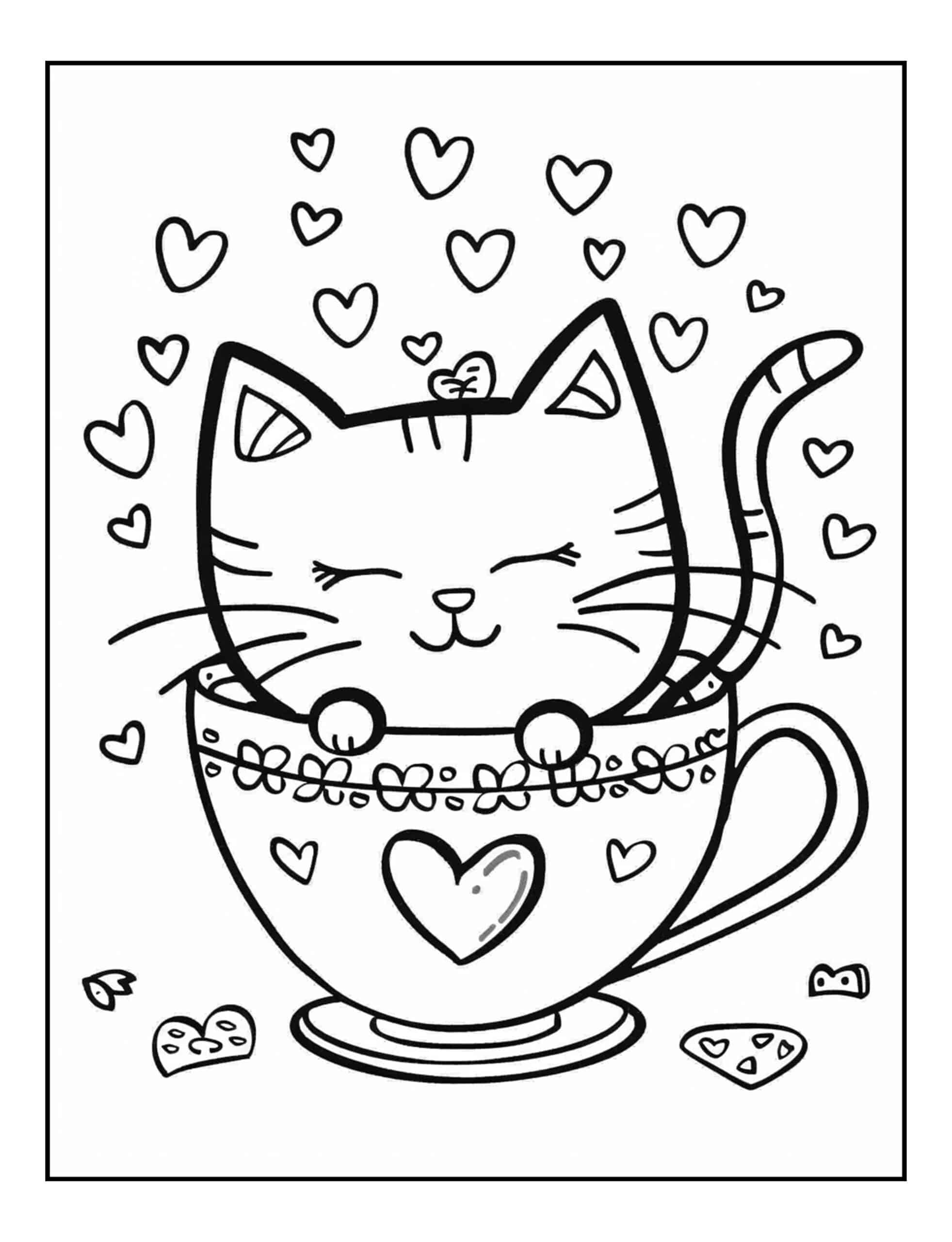 200+ Cute Kawaii Cat Coloring Pages - Free Printable Designs